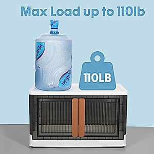 Closet Organizers and Storage - 8.4 Gal/ 34 Qt (Pack of 1) Plastic Collapsible Storage Bins with Doors - Heavy Duty Storage Totes with Durable Lid and Secure Latching Buckles, Garage and Outdoor.