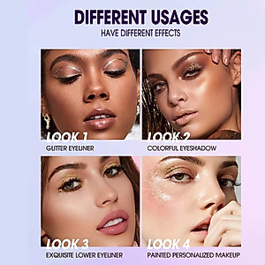 Quxunzzz Liquid Glitter Eyeshadow, Metallic Glitter Shimmer Eye Looks Waterproof Long Lasting Quick-Drying Sparkling Eye Shadow Makeup Liquid Glitter eyeliner #227