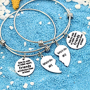 Weirdo Gift,Adjustable Silver Pendant Bracelet For Sisters Best Friend Birthday Christmas Gift