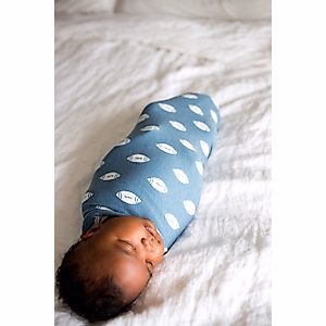 Large Premium Knit Baby Swaddle Receiving Blanket "Quarterback" by Copper Pearl