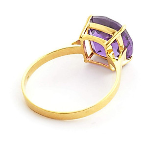 Galaxy Gold GG 14k Solid Yellow Gold Ring with 3.6 Carat Natural Checkerboard Cut Purple Amethyst - Size 8.5