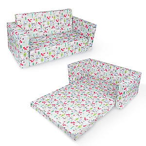 babimoni Kids Chairs for Toddler, 2 in 1 Foldable Toddler Couch, Convertible Foam and Floor Cushion for Boys and Girls, Zoo