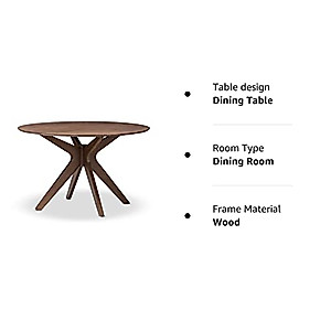 Baxton Studio Monte Mid-Century Modern Walnut Wood 47-Inch Round Dining Table