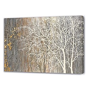 Yihui Arts White Birch Trees Painting 3D Canvas Art On Canvas Abstract Artwork Art Wood Inside Framed Hanging Wall Decoration Abstract Painting One Panel for Home Modern Decor