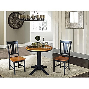 International Concepts 30" Round Top Pedestal Table - With 2 San Remo Chairs, Black/Cherry