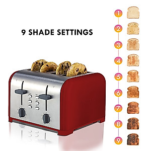 Kenmore 40604 4-Slice Toaster with Dual Controls in Red