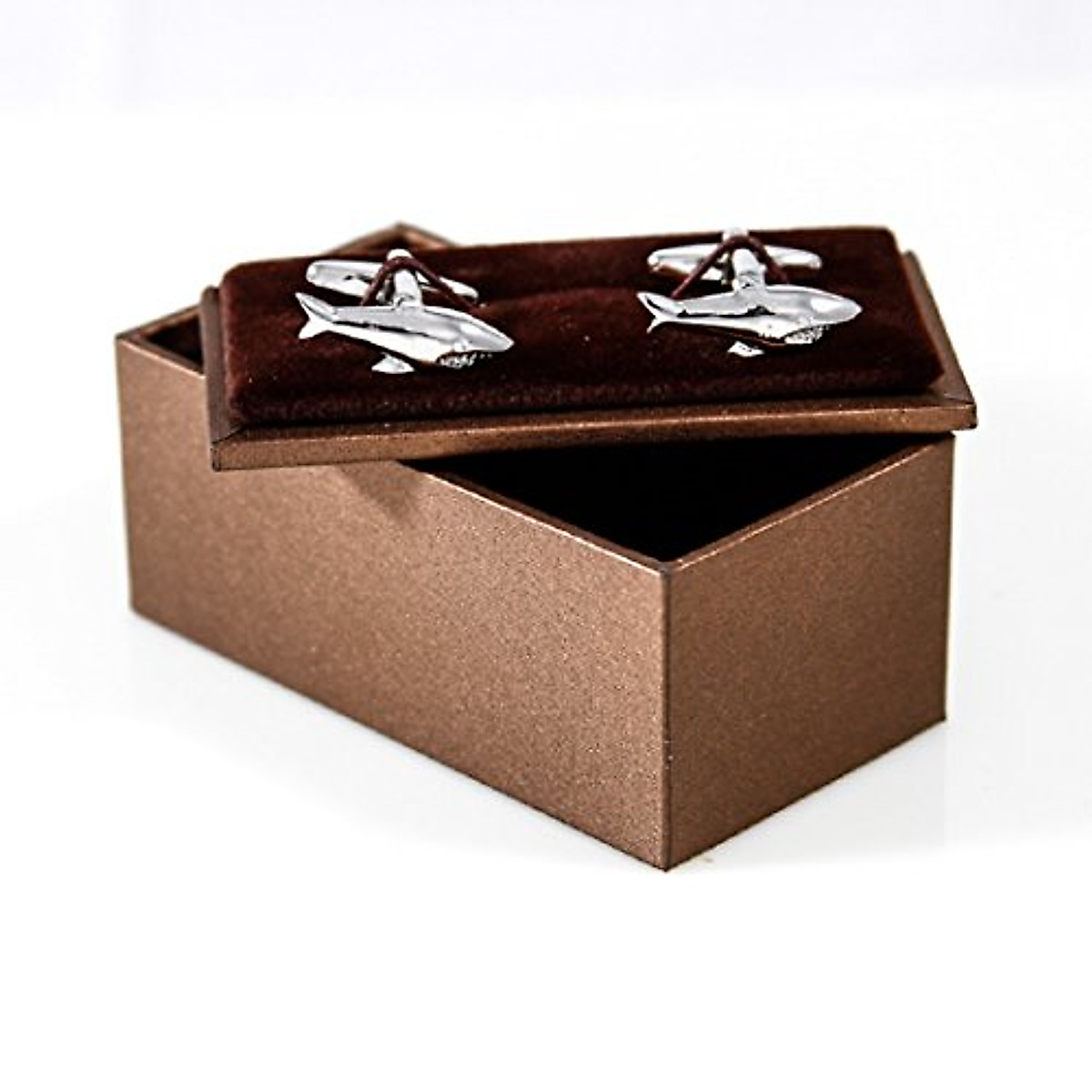 MRCUFF Shark Great White Cufflinks with a Presentation Gift Box & Polishing Cloth