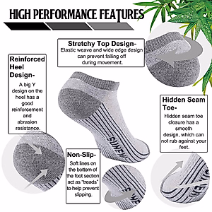 Sunew Golf Bamboo Socks Women,Ankle Wicking No Blister Cushioned Hiking Trekking Ankle Breathable Comfort Tennis Low Cut Socks with Arch Support 6 Pack Gray M