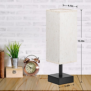 aooshine Small Table Lamp for Bedroom - Bedside Lamps for Nightstand, Minimalist Solid Wood Night Stand Light Lamp with Square Fabric Shade, Desk Reading Lamp for Kids Room Living Room Office Dorm