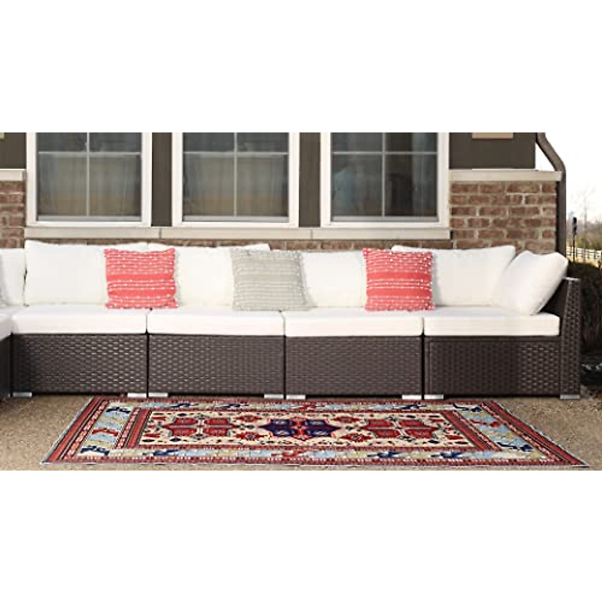 Tapechi Machine Washable Rug – Geometric Area Rug – Pet-Friendly Shed/Stain-Resistant Non-Slip Rug – Boho Retro Traditional Colored Carpet Rugs The Whole Home (5' x 7', Vintage)