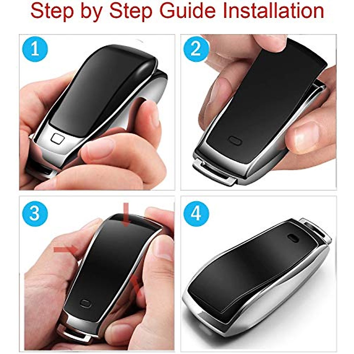Compatible with Mercedes Benz Key Fob Cover with Keychain,Soft TPU 360 Degree Protection Key Shell Case for 2019-2021 A-Class C-Class G-Class 2017-2020 E-Class S-Class (Silver)