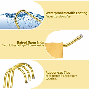 SPECILITE Open Ended Pants Hangers 30 Pack - 5mm Thick Gold Metal Pant Hangers - Jean Hangers for Closet - Space-Saving Pant Hangers for Women and Men