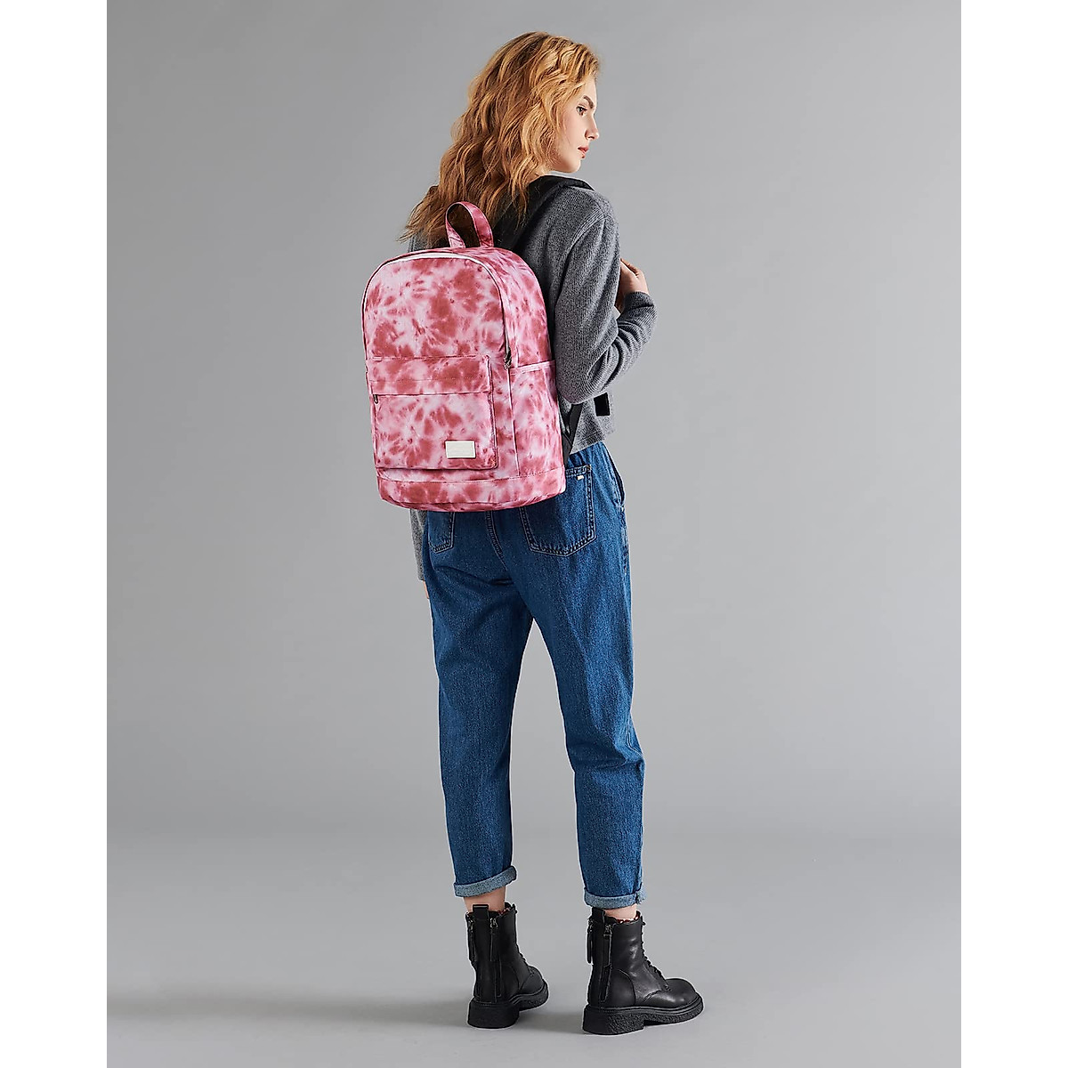 HotStyle Casual Daypack Backpack for Tween & Teen Girls, Multipurpose Middle School Bag Bookbag, Dome Top, Tie Dye, Red