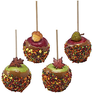 DecoPac Thankful For Fall Rings, Cupcake Decorations, Autumn Cupcake Toppers, Leaves & Acorns, Food Safe Cake Topper – 24 Pack