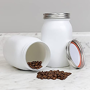 Darware Farmhouse White Mason Jars (Set of 2); Home Decor and Storage Wide Mouth Decorative Mason Jars, White-Painted