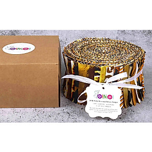 Soimoi 40Pcs Animals Print Cotton Precut Fabrics for Quilting Craft Strips 2.5x42inches Jelly Roll - Yellow