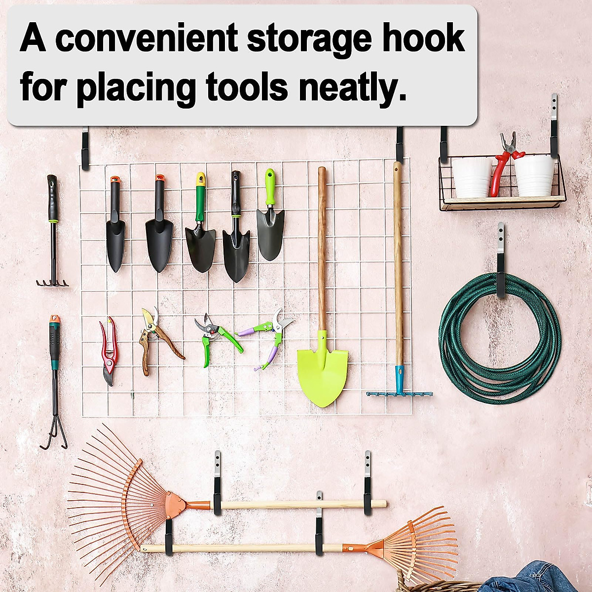 Heavy Duty J Hooks for Hanging, Garage Utility Hooks Wall Mount, Steel Anti-Slip Garage Storage Hooks, 4 Pack Folding Chair Hooks, Heavy Duty Wall Hooks for Hanging Bikes Hose Cord, Garden Tools