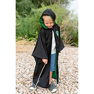 Little Adventures Green Hooded Wizard Robe Dress Up Costume (L/XL (Age 5-9)) - Machine Washable Child Pretend Play and Party Dress-Up Costume with No Glitter