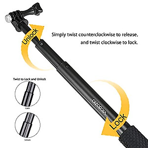 Vicdozia Camera Handle Grip Support Monopod Adjustable Pole Compatible with Go Pro Hero 8 7 6 5 4 3+ 3 Session AKASO SJCAM Xiaomi Yi DJI OSMO Action and More Sports Cameras