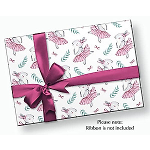Stesha Party Ballet Bunny Gift Wrapping Paper - Folded Flat 30 x 20 Inch (3 Sheets)