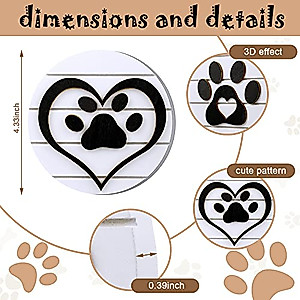 2 Pieces Wooden Paw Sign Pet Print Dog Paw Wood Decor Farmhouse Tiered Tray Decorations Rustic Round Paw Ornaments for Window Sill Table