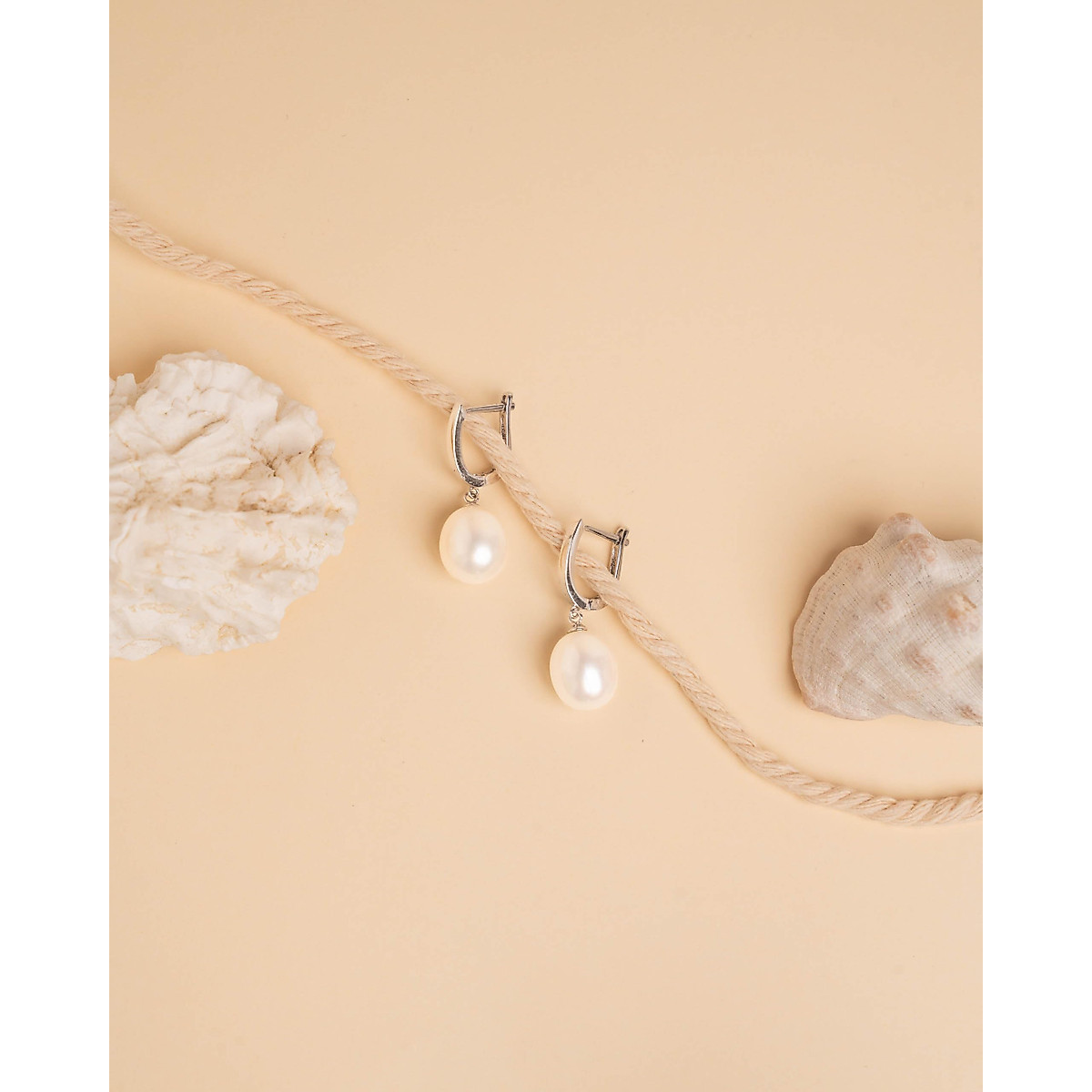 Women Pearl Earrings, Fresh Water Cultured Pearls Drop Shape 10,5-11 mm White, Lavender, Peach and treated Grey and Black colours by Secret & You | Sterling Silver 925