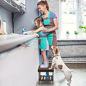 Zhuoyue Wooden Step Stool for Kids Adults Walnut Small Bamboo Wood Shower Foot Rest Stool Shaving Legs for Bathroom Sink Bed Kitchen