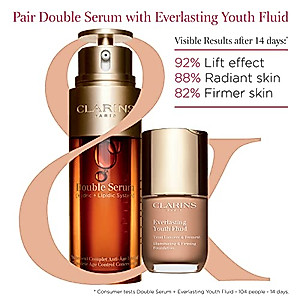 Clarins Everlasting Youth Fluid Foundation | Anti-Aging, Medium To Full Coverage | Illuminates, Smoothes and Visibly Firms | Satin Finish | Contains Plant Extracts With Skincare Benefits | 1 Fl Oz