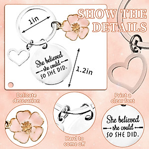Pedenty She Believed She Could So She Did Keychain - Inspirational Gifts for Women Mom Daughter Girls Friends, Graduation Gifts for Her