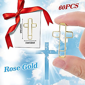 60Pcs Cross Paper Clips Metal Journaling Paper Clamps Bible Study Supplies Gold Paperclips Holder Office Paper Clamps for Document Files Christian Bookmark Coworker Teacher Gifts Bible Accessories