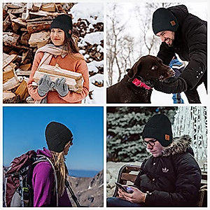 Bluetooth Beanie Hat with Headphones, Wireless Winter Hat Built-in Microphone and Stereo Speakers (Black)