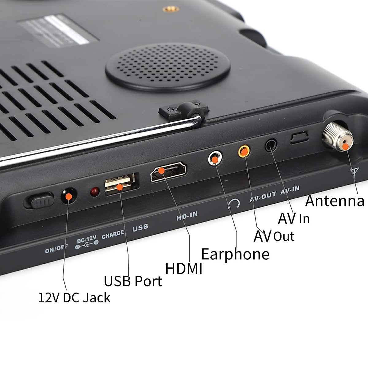 13 Inch Portable TV, 1080P ATSC Digital Car TV, Built-in Rechargeable Battery, ATSC Digital TV Tuner, USB, AV, U Disk, FM Radio, for Car, Travel, Camping, etc