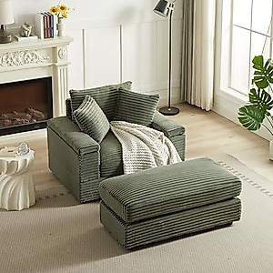 Deep Seat Convertible Modular Sectional Sofa with Movable Ottoman Sets, Comfy Corduroy Upholstered Cloud Couch with Detachable Seat&Back Cushion, Free Combination Corner Sofabed for Living Room