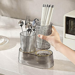 Aurgiarme Chopsticks Storage Holder Drainer Light Luxury Clear Organize Shelf Supplies for Home Kitchen Countertop Drying Rack