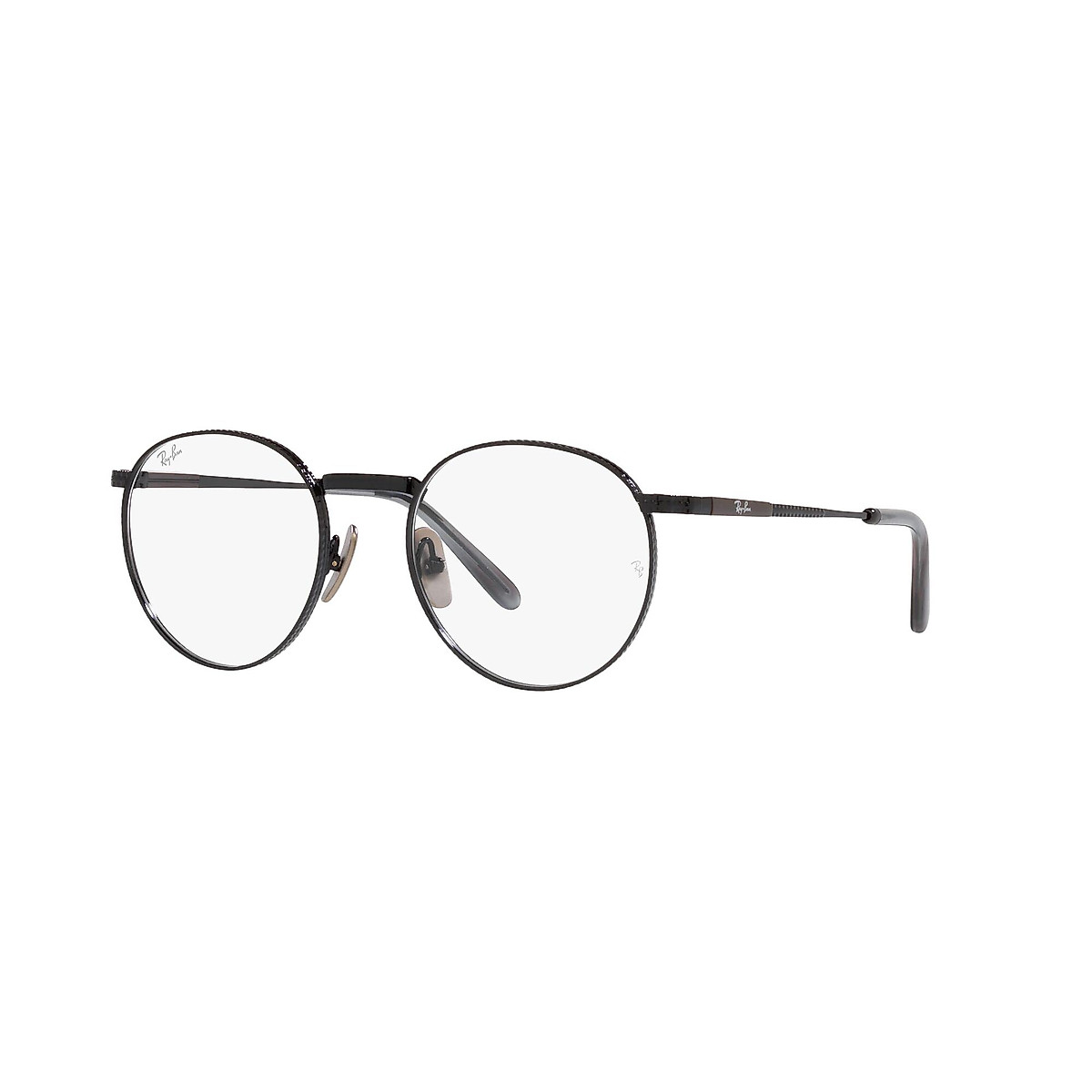 Ray-Ban RX8237V Round Titanium Prescription Eyewear Frames, Black/Demo Lens, 50 mm