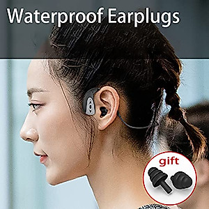 IKXO Waterproof Bone Conduction Headphones Bluetooth 5.0 Wireless Earbuds IPX8 Open Ear Underwater Bluetooth Gym Headphones with Microphone for Swimming Running, Sports