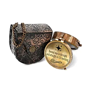 The New Antique Store - Engraved Compass, Customized Brass Compass for Anniversary, Birthday, Graduation Day, Confirmation, Valentine, Parting, Sailor Gift (Peter Pan)