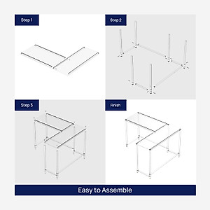 HMYHUM Acrylic Desk L Shaped, 50", Clear Corner Computer Desk for Home Office, Writing, Study, Modern, Easy Assembly