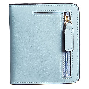 Gostwo Small Wallet for Women, Slim RFID Blocking Wallet, Credit Card Holder Wallet, Compact Bifold Luxury Genuine Leather Pocket Passport Wallet Ladies Girls Mini Purse Travel with ID Window, Blue
