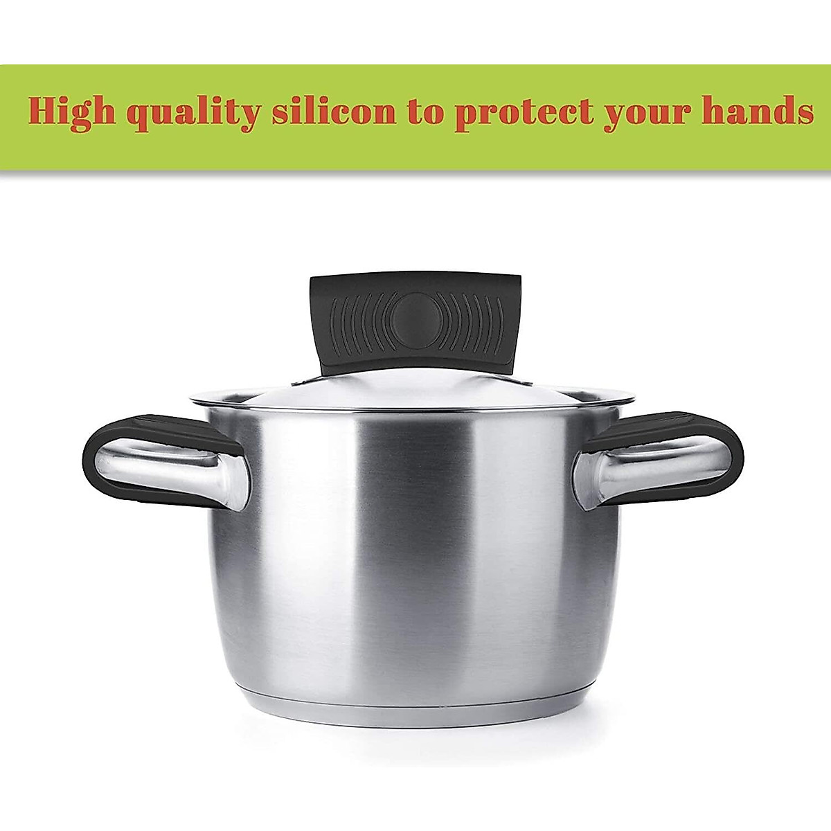 4 Pack Silicone Hot Skillet Handle Holder and Pot Holders Cover Sleeve, Heat Resistant Cast Iron Potholder Protectors Grip, Anti-Spill Non-Slip Cookware Handles for Pans,Oven