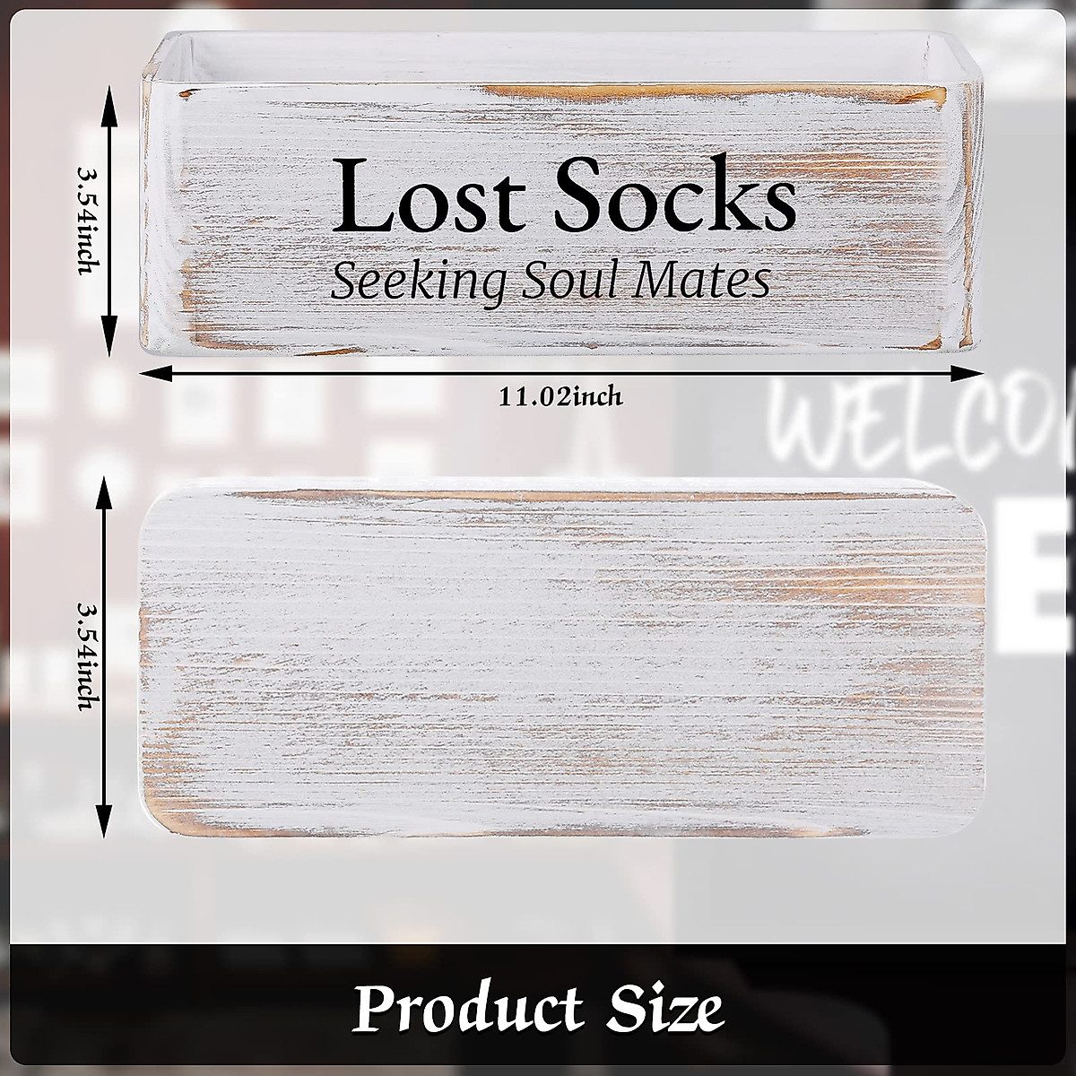 Farmhouse Lost Socks Storage Funny Laundry Sign Wooden Storage Baskets Laundry Room Storage Missing Socks Laundry Decor Farmhouse Sock Basket for Laundry Room Wall Decor (11.02 x 3.54 x 3.54 Inch)