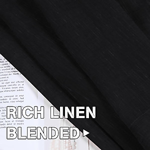 H.VERSAILTEX Linen Curtains Nickel Grommet Natural Linen Semi-Sheer Curtains, Privacy Added Premium Soft Rich Material Linen Curtain Panels for Living Room - 52x84 - Inch - Butter