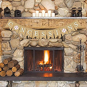 Rainlemon Jute Burlap Concessions Banner Sports Themed Baby Shower Boy 1st Birthday Party Decoration