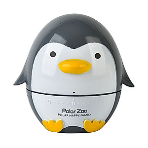 Golandstar Cute Cartoon Penguin Timers 60 Minutes Mechanical Kitchen Cooking Timer Clock Loud Alarm Counters Mini Size Manual Timer (Black)