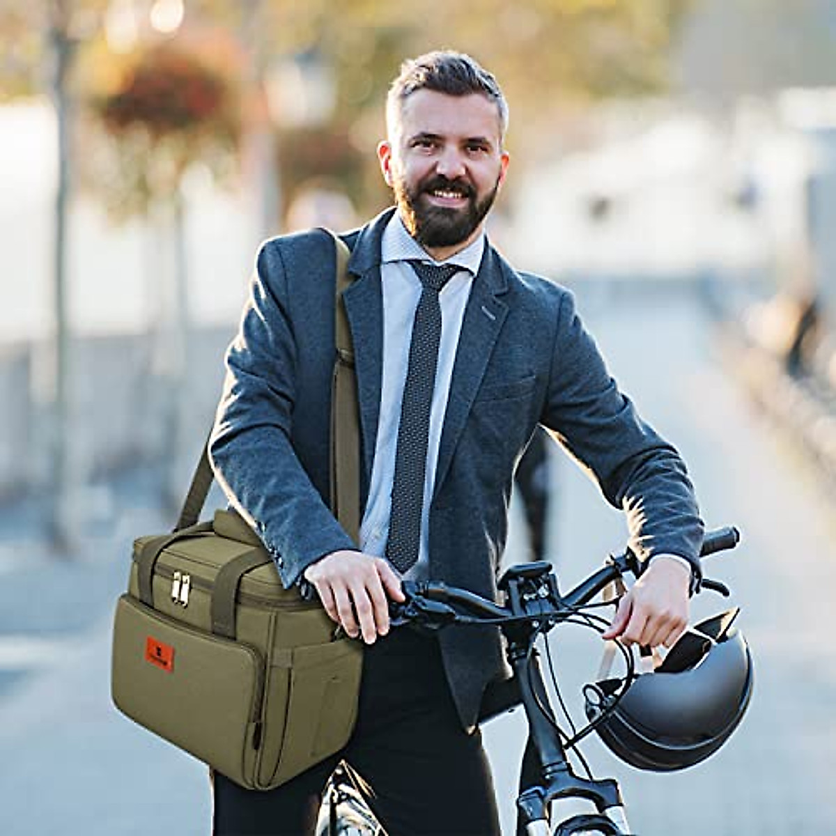 Hafmall Lunch Bag for Women Men, Wide Opening Insulated Lunch Box, Leakproof Lunch Tote Bag with Shoulder Strap, Reusable Lunch Bags for Adults for Work, Green