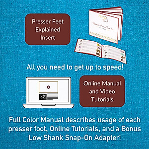 Madam Sew Presser Foot Set 32 Piece Set | The ONLY Sewing Machine Presser Foot Kit with Manual and Deluxe Storage Case | Numbered Slots for Organization | Compatible with Most Sewing Machines