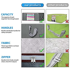 35L Clothes Storage & 90L Underbed Storage Bags, Clothes Storage Bins Foldable Closet Organizers with Durable Handles with Clear Window for Clothes Pillow Blankets Bedding