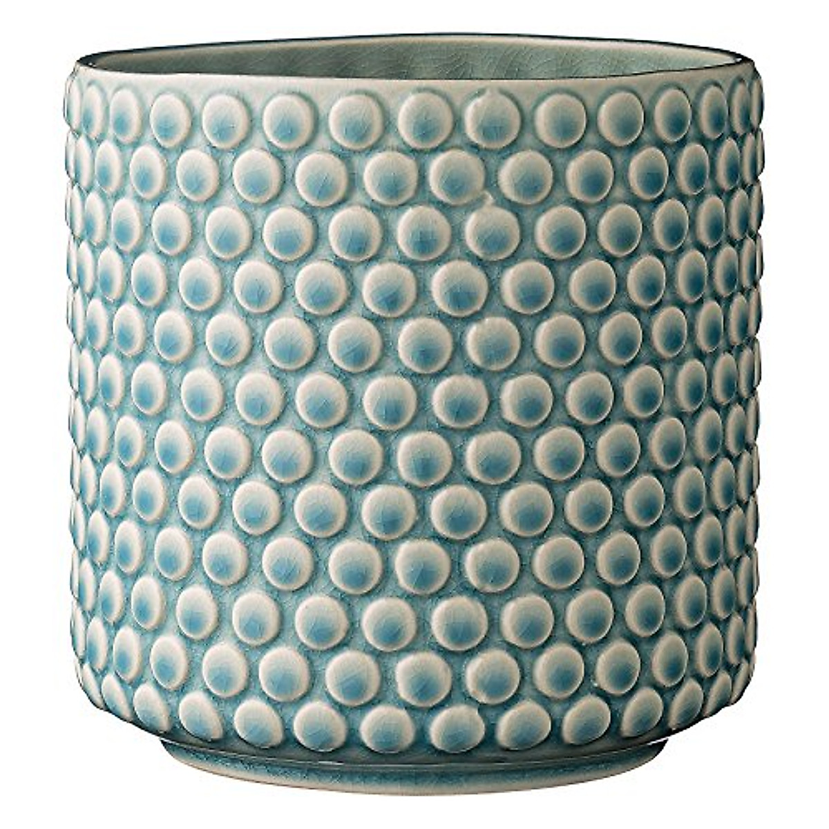 Bloomingville Coastal Stoneware Pot with Raised Dots and Crackle Glaze, Sky Blue, 6"