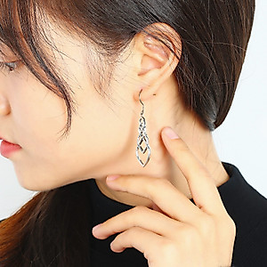 Pure Titanium Earring Hook For Sensitive Ear Fashion Jewelry Copper Celtic Good Luck Knot Drop Earrings For Women(Long Celtic Knot)