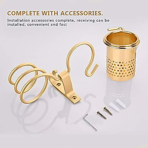 Hair Dryer Holder, Space Aluminum Wall Mounted Hair Dryer Holder Spiral Hair Care Tools Hanging Rack Organizer for Blow Dryer Comb (#2)